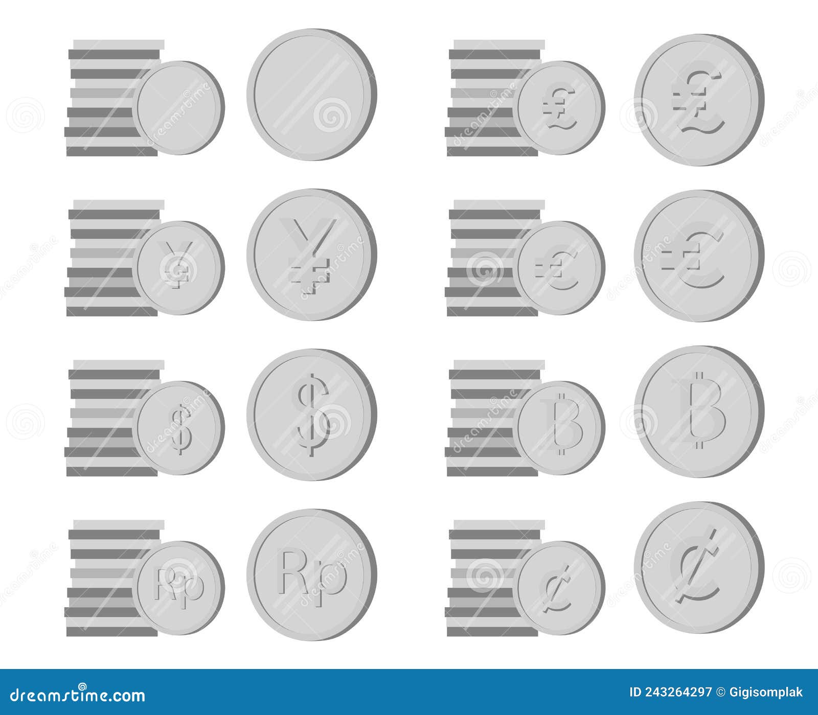 Stack Of Silver Coins, Background With Copies, Black Background Royalty ...