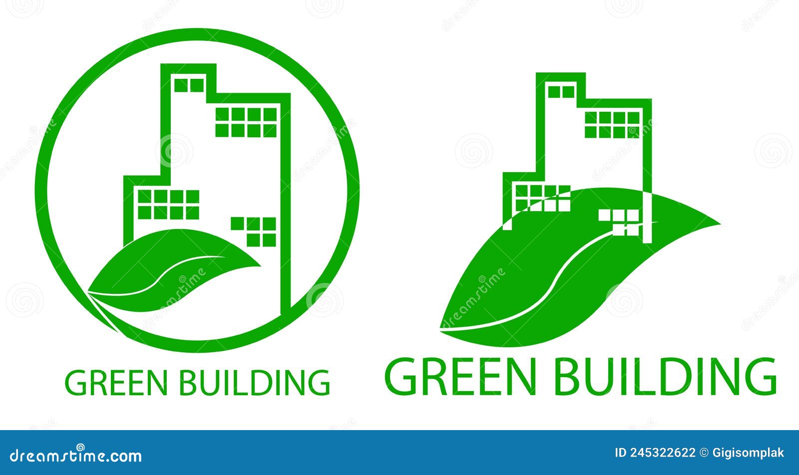 Simple Vector Set 2 Symbol of Green Building, Green Line White ...