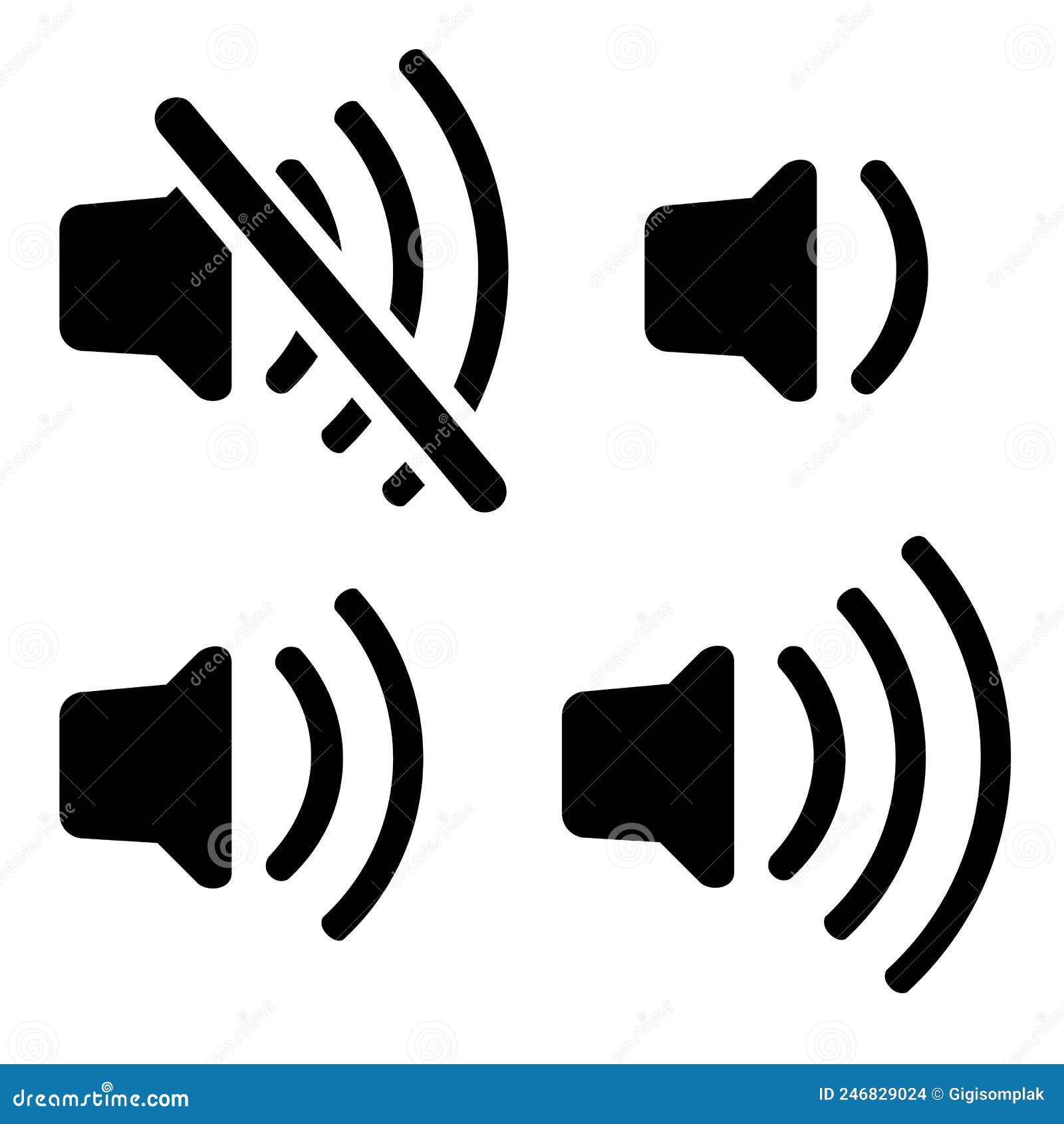 Simple Vector Set 4 Symbol Volume Level, Isolated on White Stock Vector ...