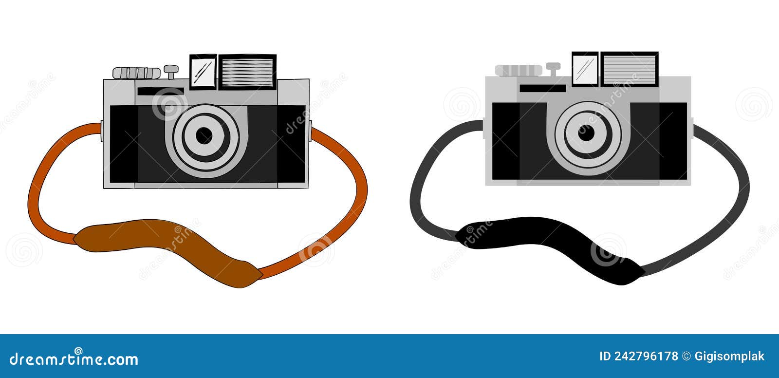 Mirrorless Or Proffesional Digital Camera, Vector Outline Manual Draw ...