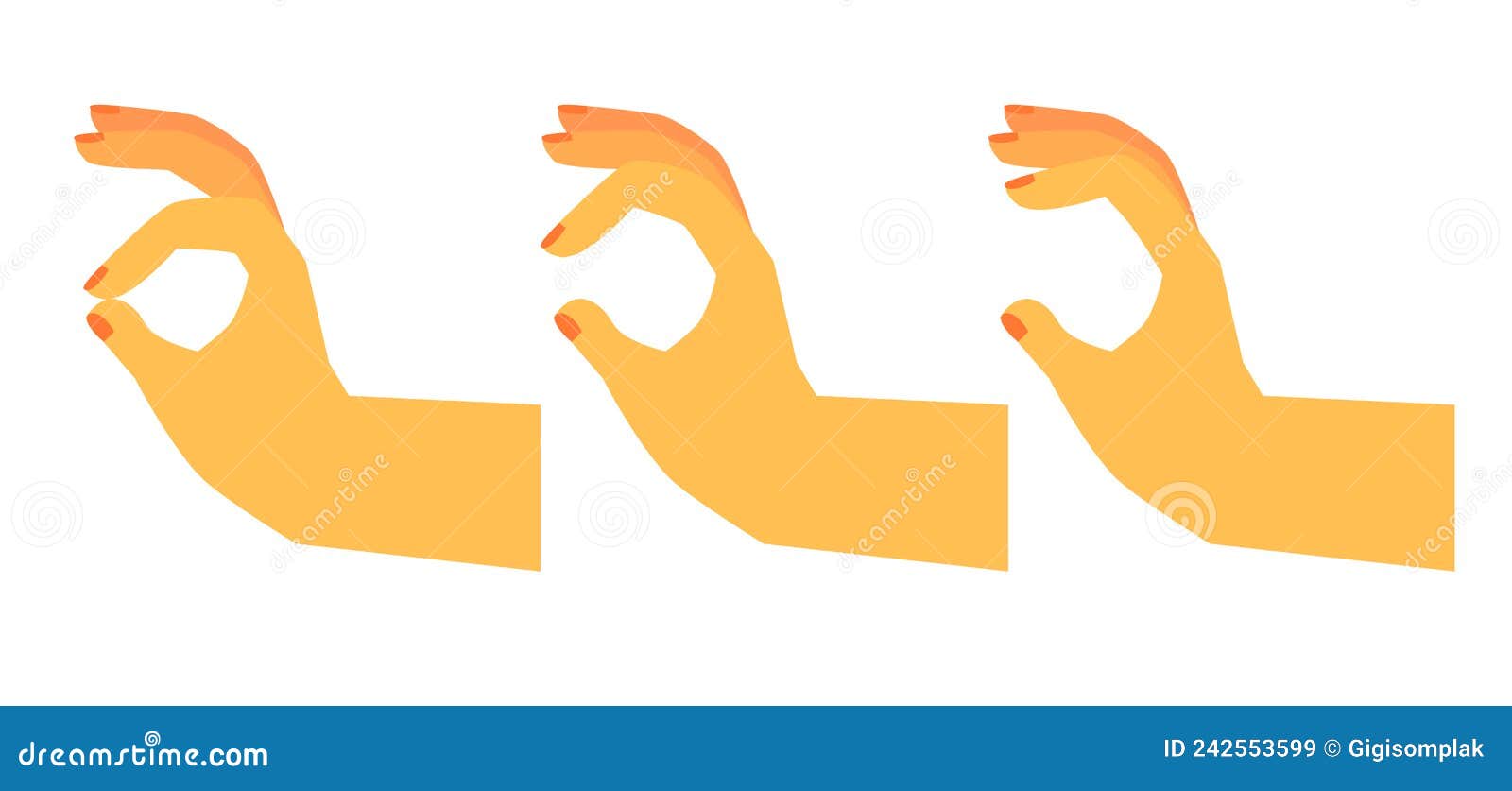 Simple Vector Set 3 Woman Hand Holding or Receive Something Stock ...