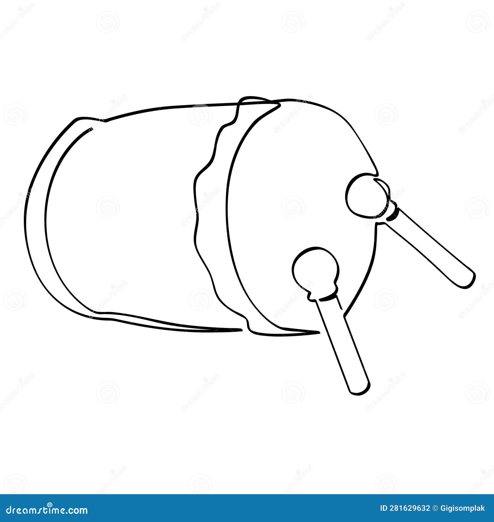Simple Vector Sketch Beduk or Bedug Single One Line Art, Continuous ...
