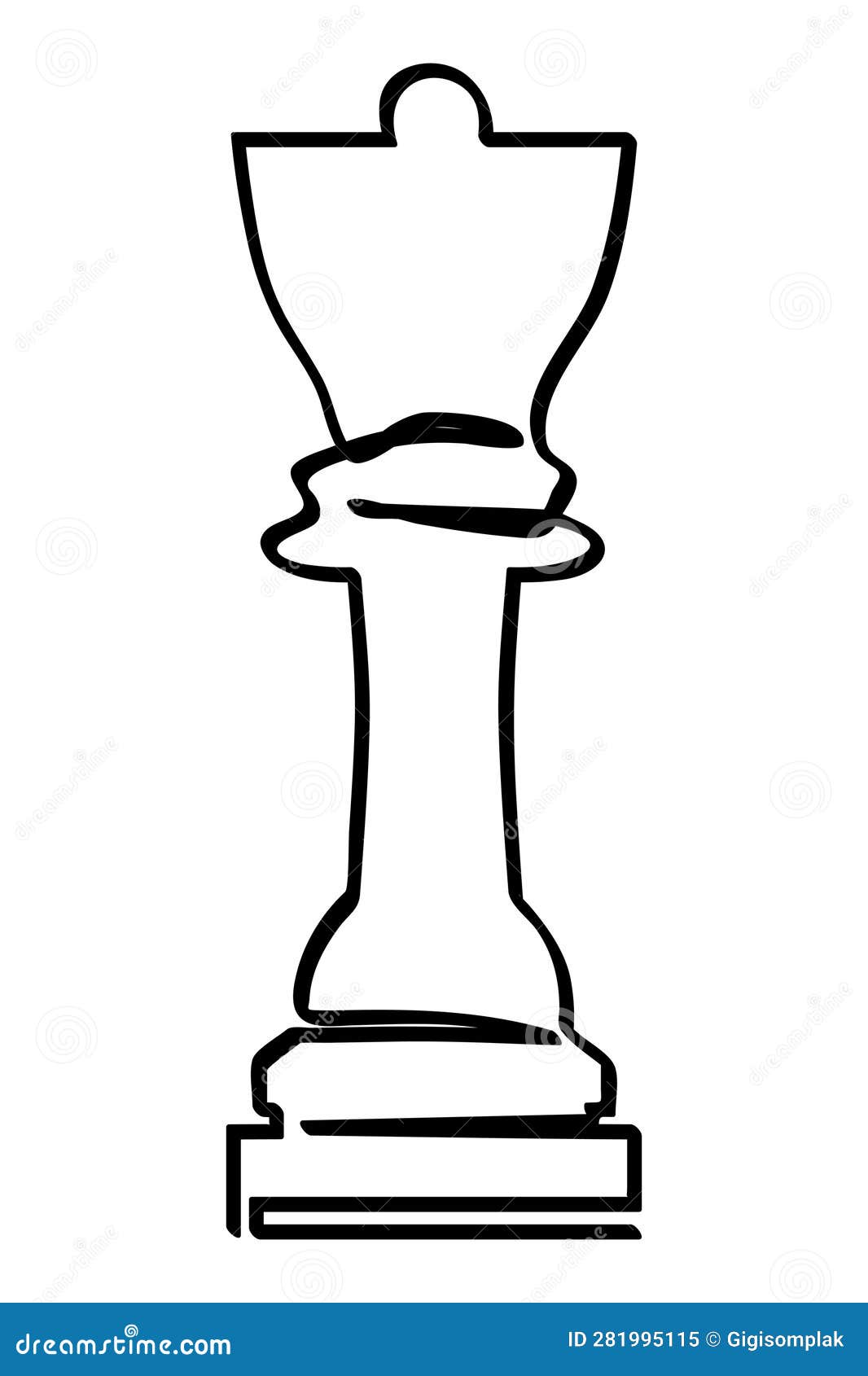 Simple Vector Sketch Chess Queen Single One Line Art, Continuous Stock ...
