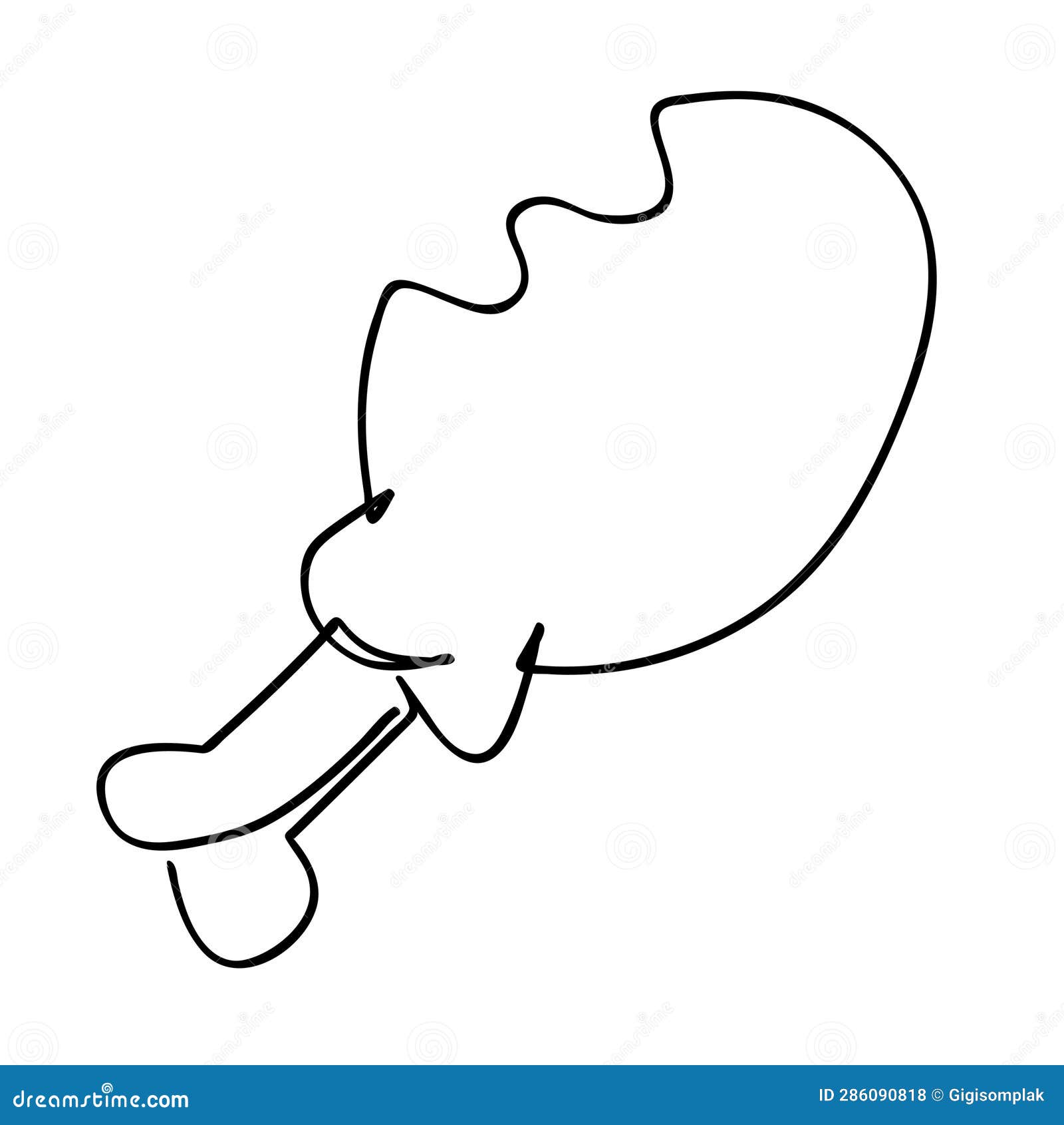 Simple Vector Sketch Chicken Leg, Line Art, Outline, Continous Stock ...