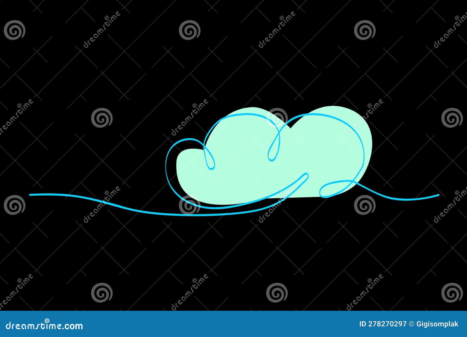 Simple Vector Sketch Cloud Single One Line Art, Continuous Stock Vector ...