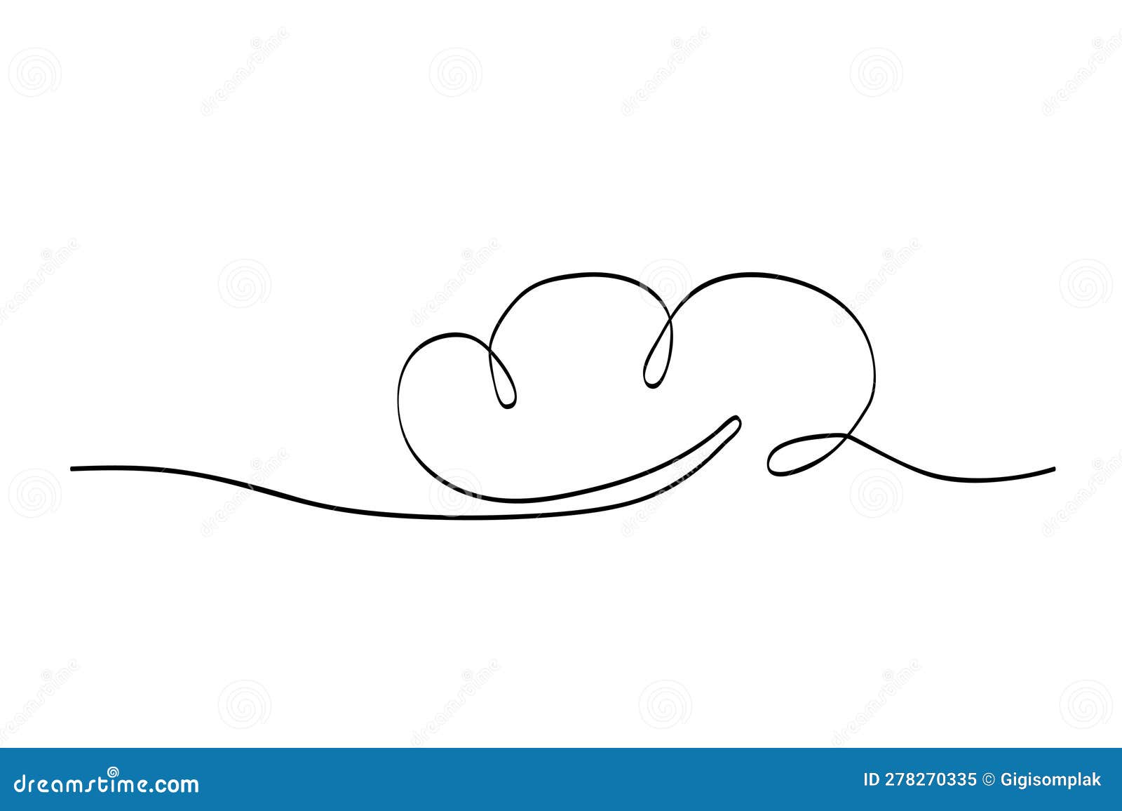Simple Vector Sketch Cloud Single One Line Art, Continuous Stock Vector ...
