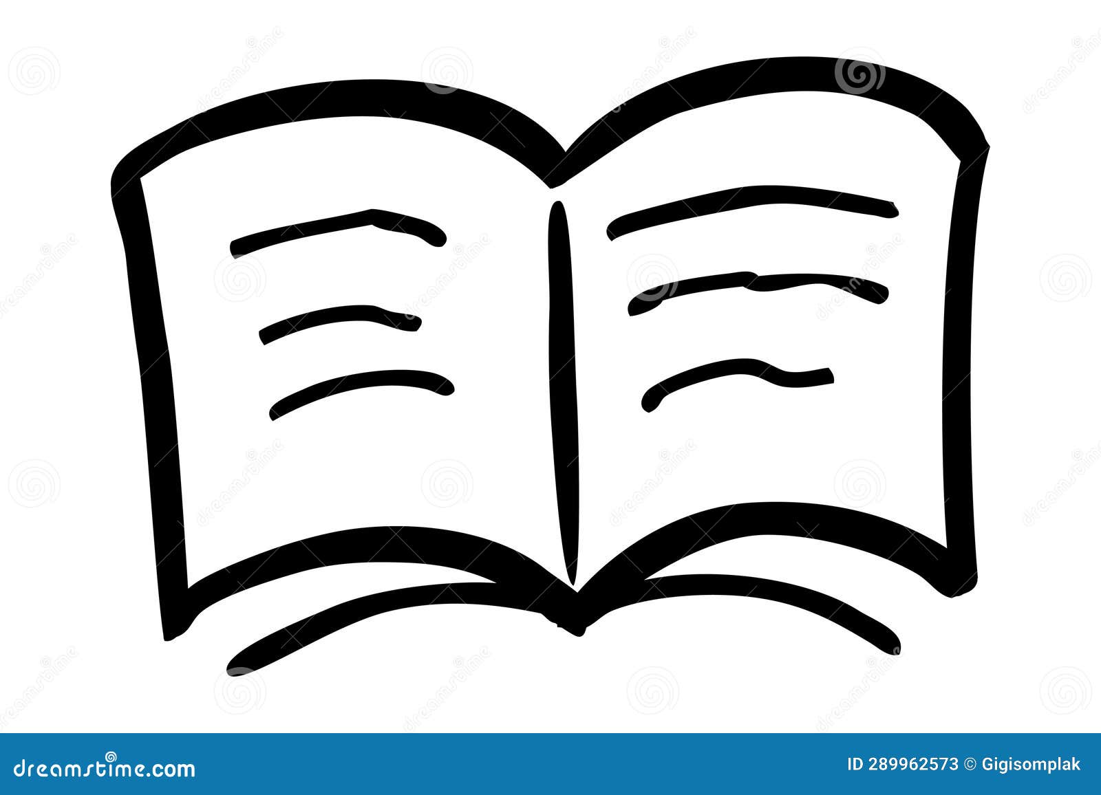 Simple Vector Sketch Doodle Open Book, Isolated on White Stock Vector ...