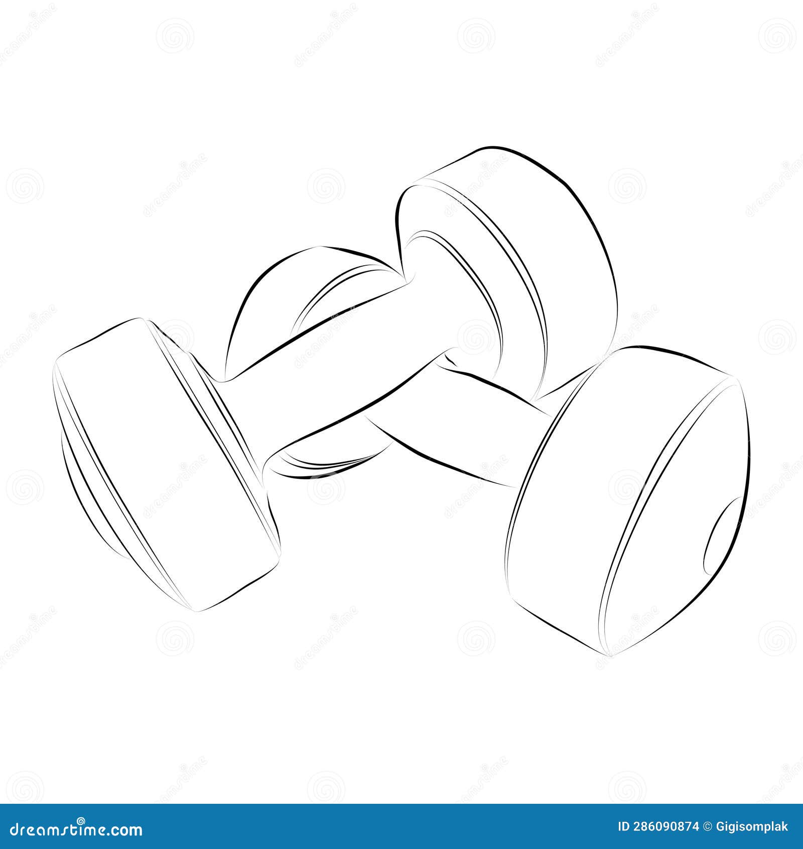 Simple Vector Sketch Dumbbell, Dumbbel Dumbell, Isolated on White Stock ...