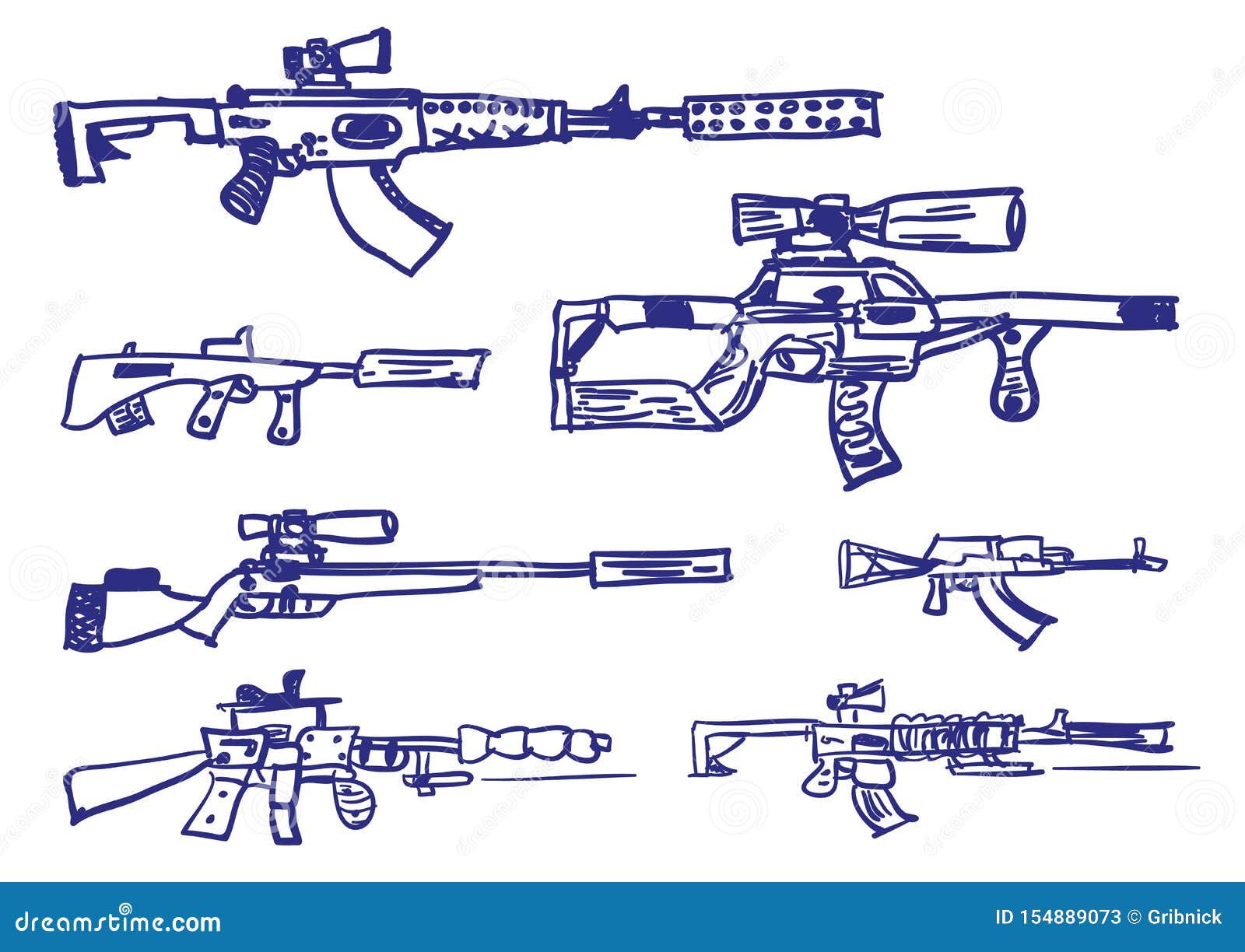 Simple Vector Sketch of Gun Stock Illustration - Illustration of sketch ...