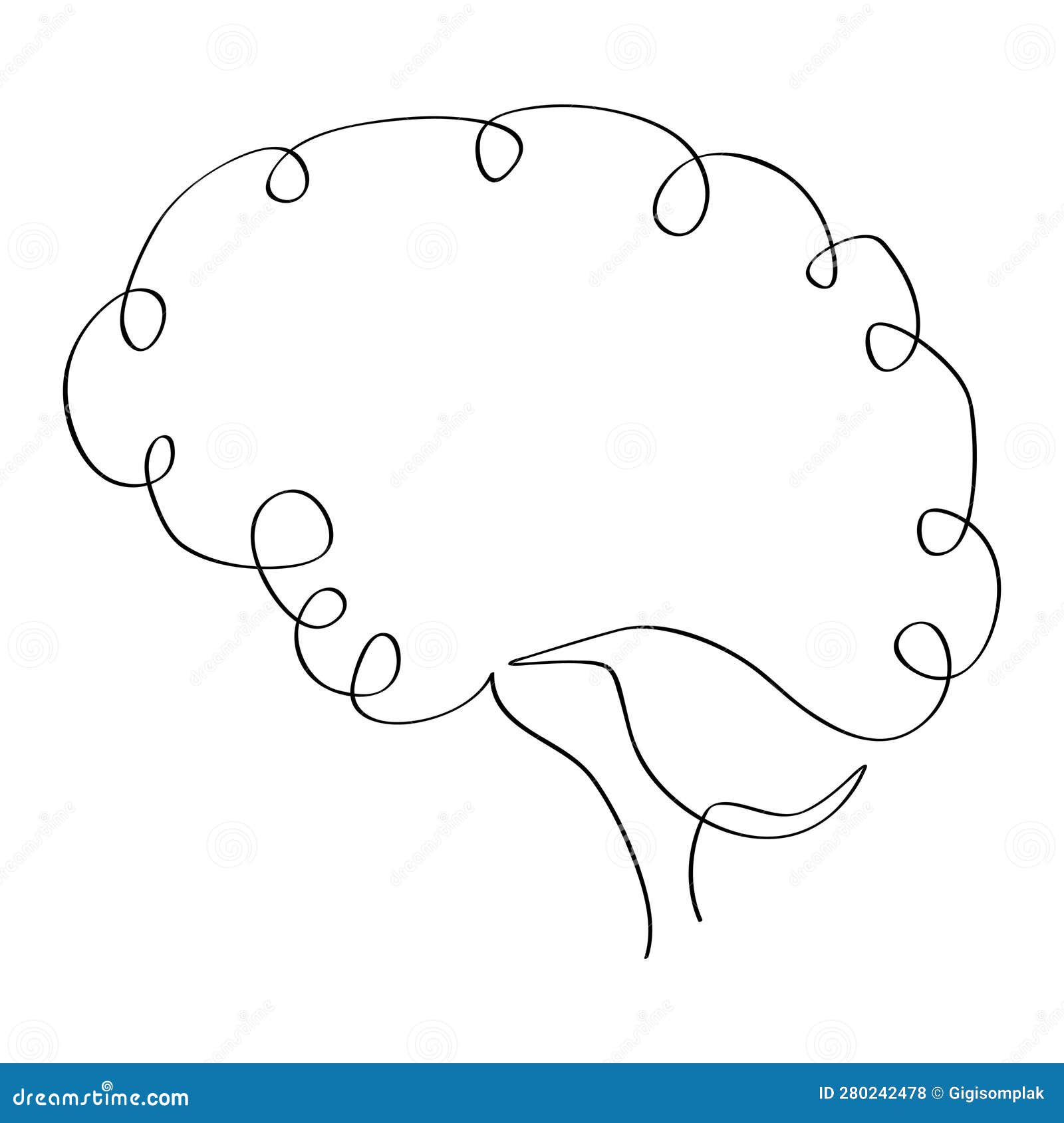 Simple Vector Sketch Human Brain Single One Line Art, Continuous Stock ...