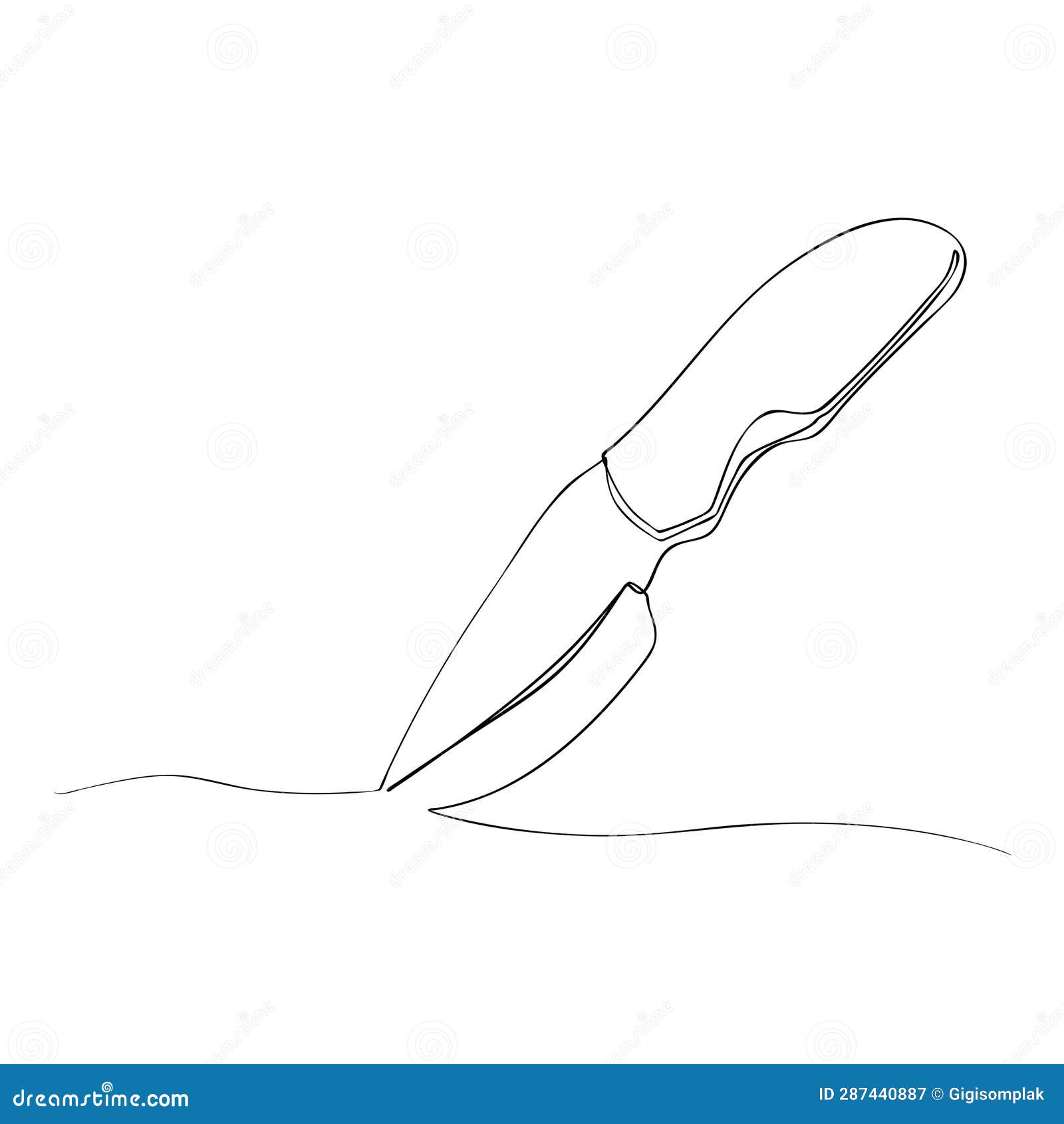 Simple Vector Sketch Hunting Knife Single One Line Art, Continuous ...