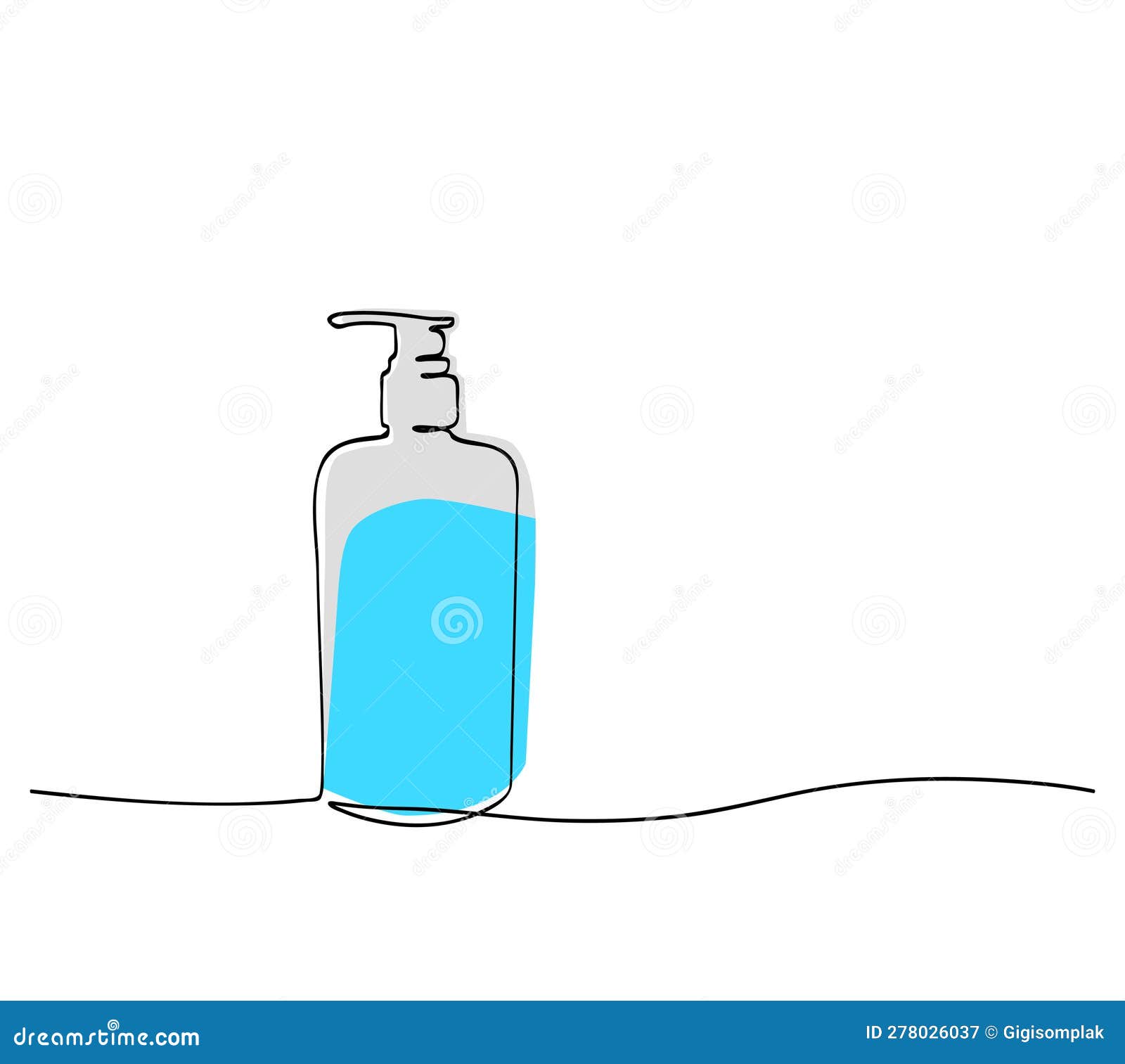 Simple Vector Sketch Liquid Soap or Sanitizer Bottle Single One Line ...