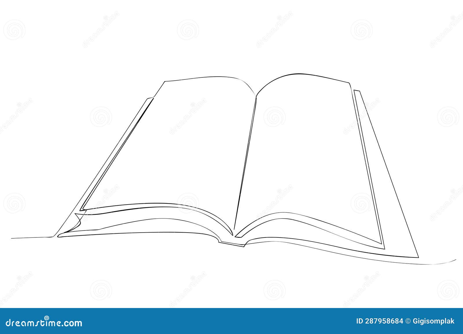 Simple Vector Sketch Open Book Single One Line Art, Continuous Stock ...