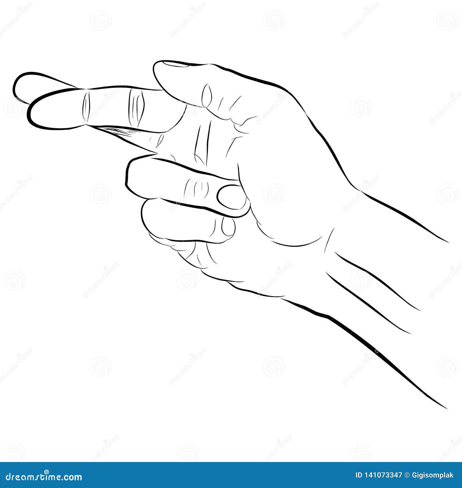 Simple Vector Sketch, Right Hand Lie Gesture Stock Vector ...