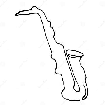 Simple Vector Sketch Saxophone Single One Line Art, Continuous Stock ...