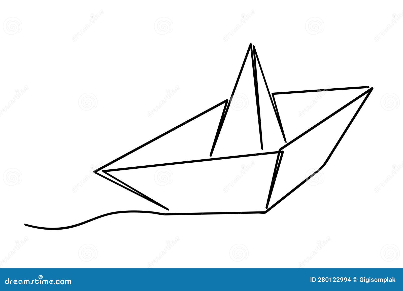 Simple Vector Sketch Single or Continuous Line Art of Vector Paper Boat ...