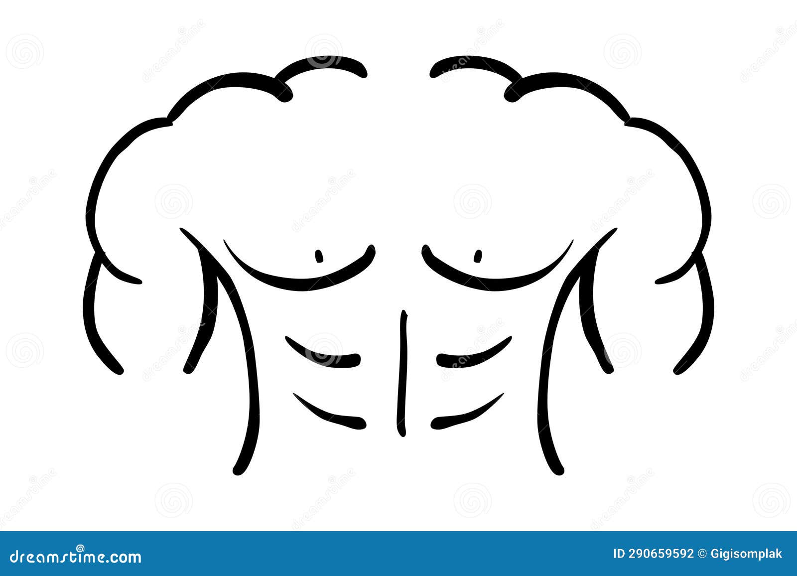 Simple Vector Sketch Six Pack Muscle, Big Bicep and Tricep Doodle Hand ...