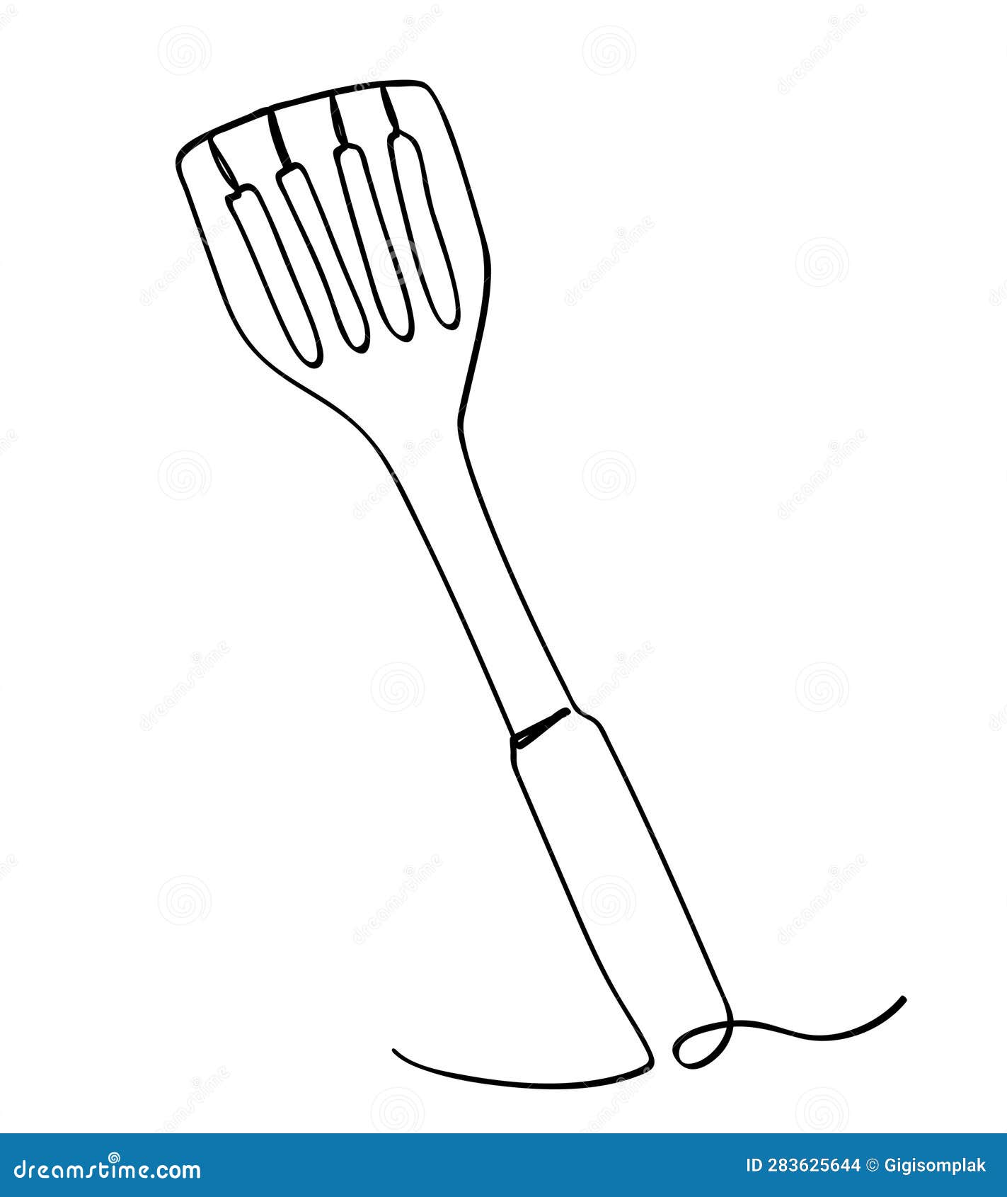 Simple Vector Sketch Spatula Single One Line Art, Continuous Stock ...
