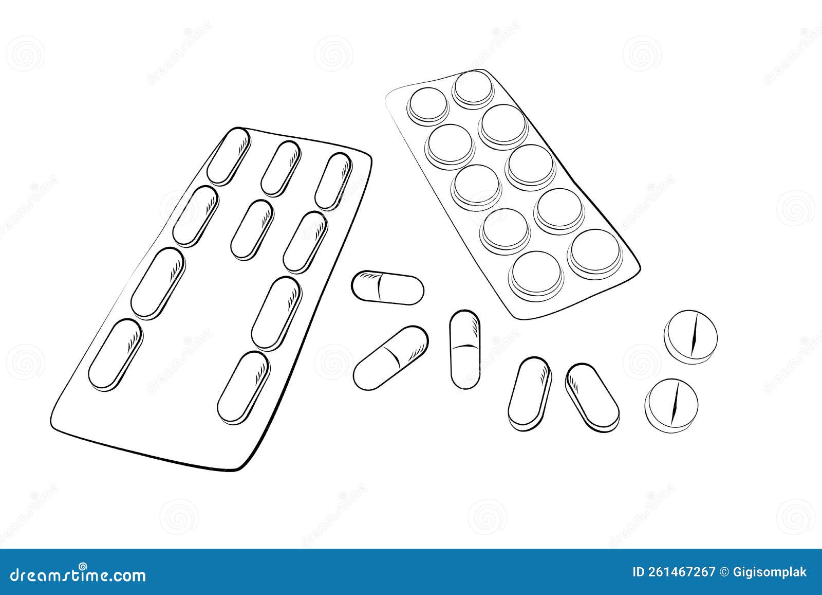 Simple Vector Sketch Top View, Stack of Pills and Capsules Stock Vector ... Simple Vector Sketch Top View, Stack of Pills and Capsules Stock Vector ...