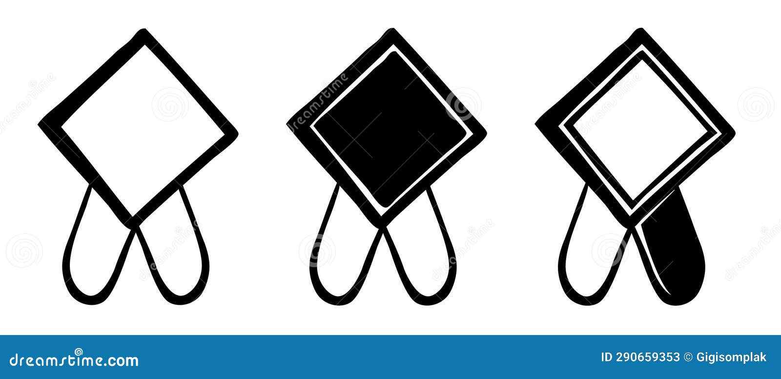 Simple Vector Square Badge Doodle Hand Draw Sketch, Set 3 Stock Vector ...