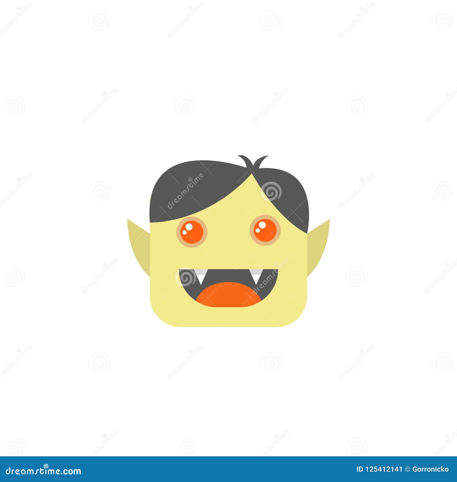 Simple Vector Square Flat Art Cartoon Vampire Face Icon Stock Vector ...
