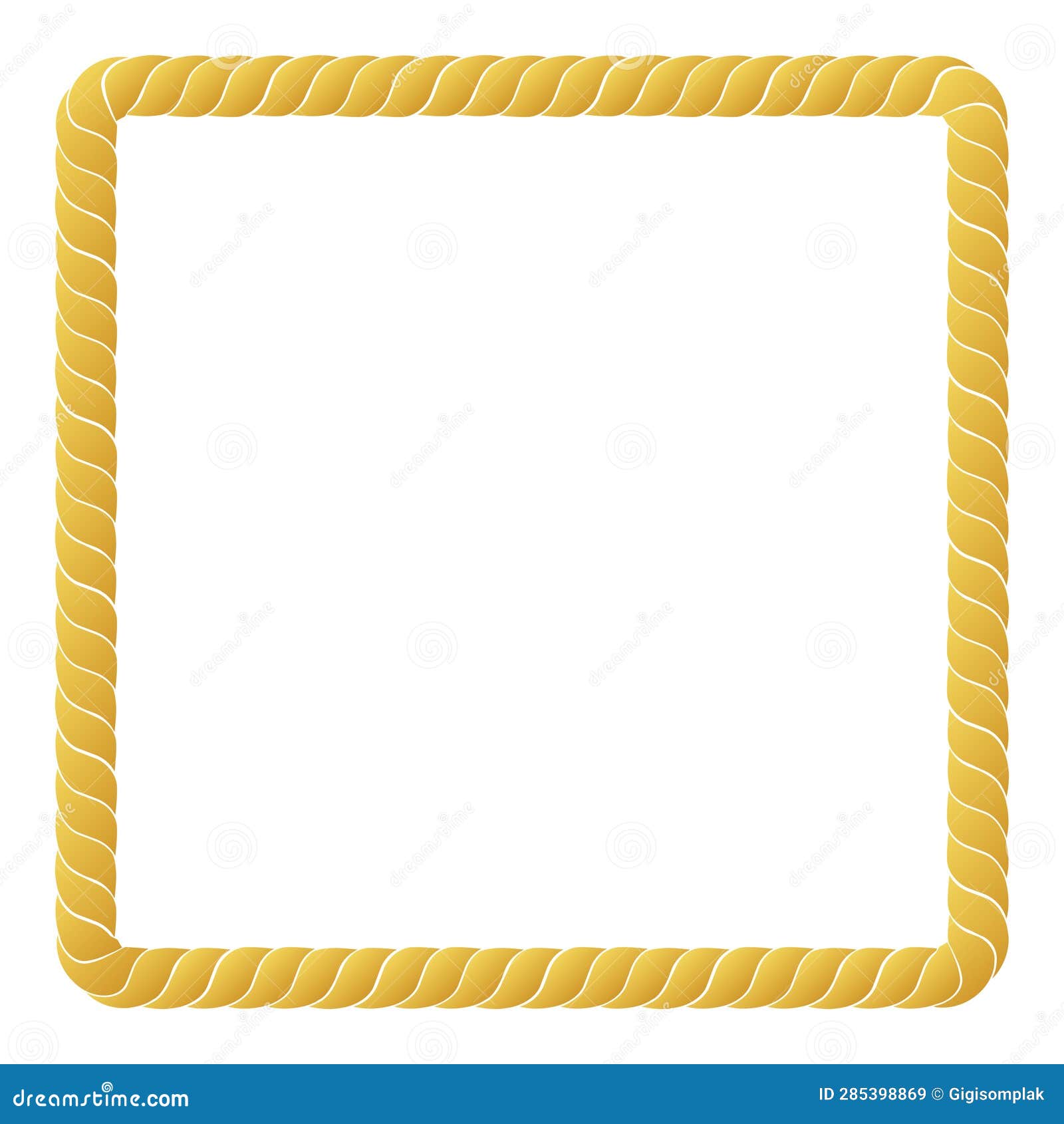 Simple Vector Square Frame from Golden Rope for Element Design Stock ...