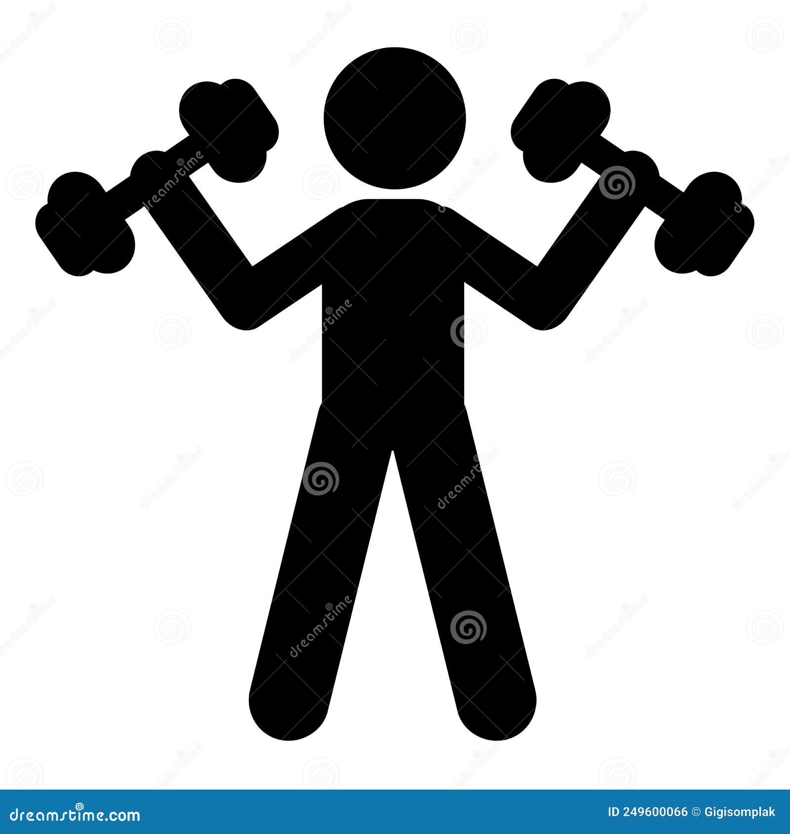 Simple Vector Stick Man Workout Using Dumbbell, Isolated on White Stock ...