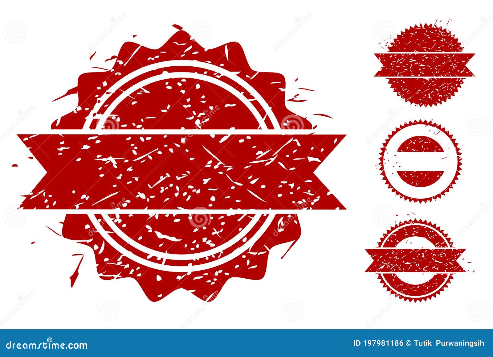 Simple Vector 4 Style Red Blank Circle Rubber Stamp Effect, Isolated on ...