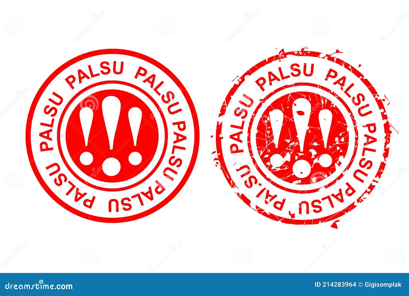 Simple Vector 2 Style Red Circle, Palsu or Fake in Indonesia Language ...