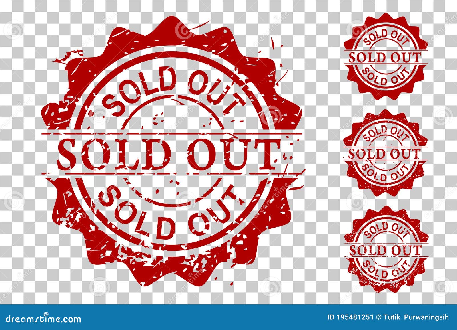 Simple Vector 4 Style Vector Scratch Red Circle Rubber Stamp, Sold Out ...