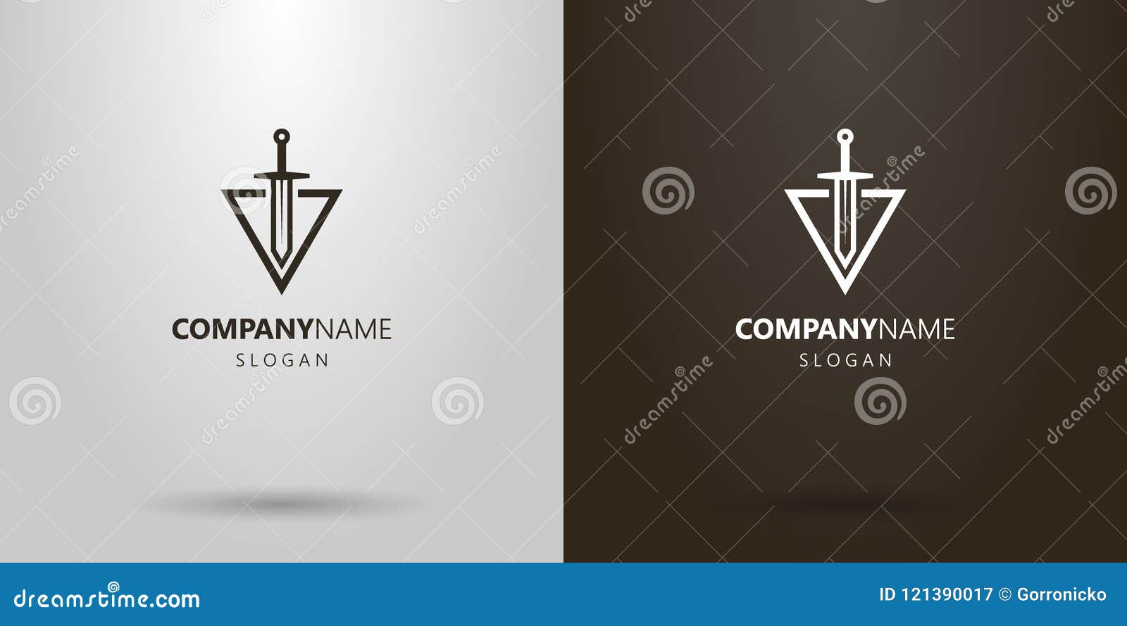 Simple Vector Sword Logo Cutting into a Triangle Stock Vector ...
