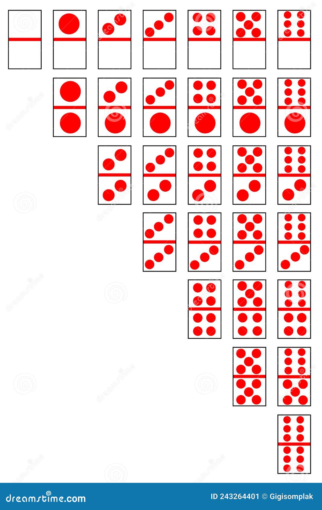 Simple Vector Template Complete Set of Domino Card, Isolated on White ...