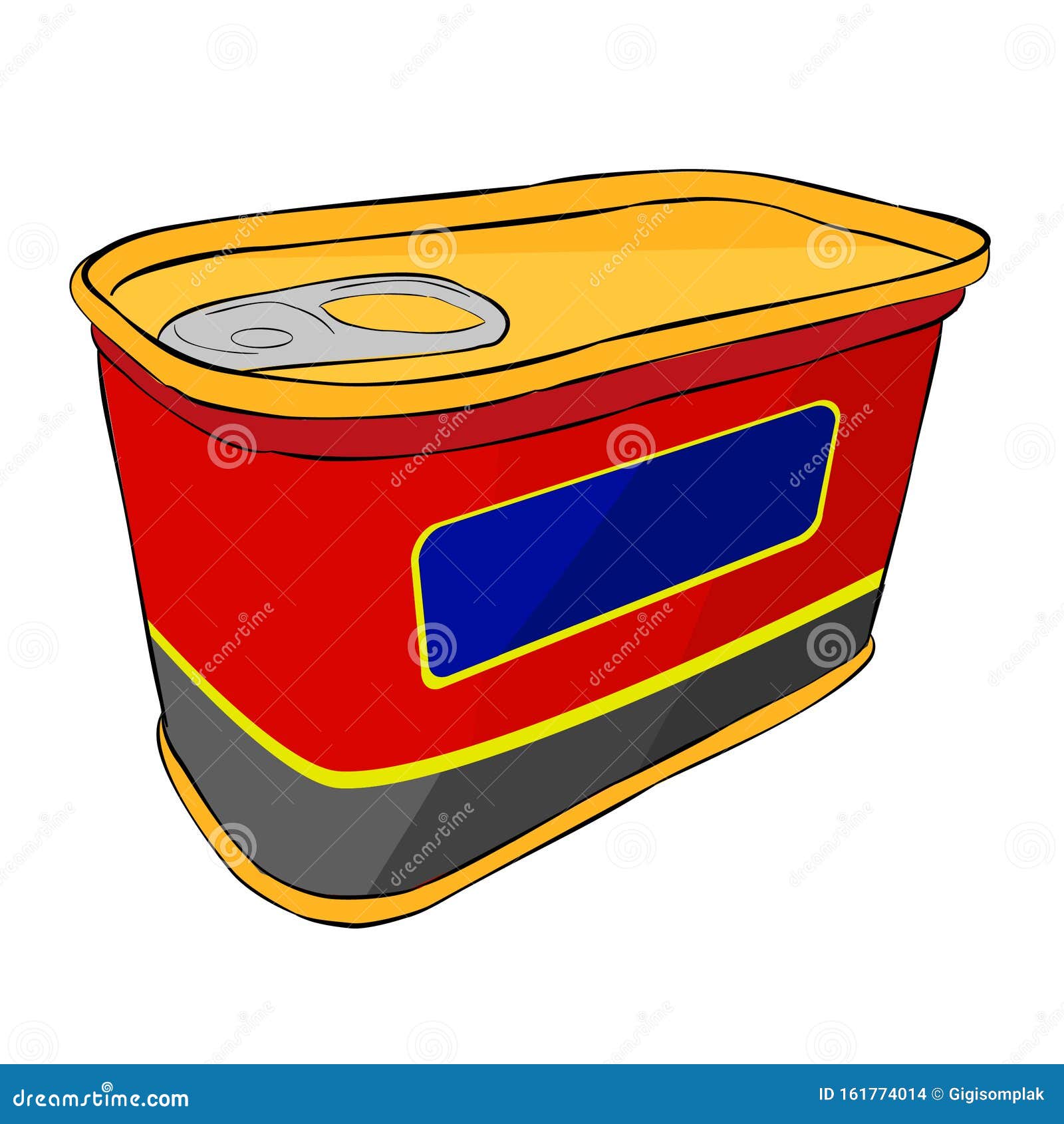 Simple Vector Top View Rectangle Can Red Yellow and Gray Hand Draw ...