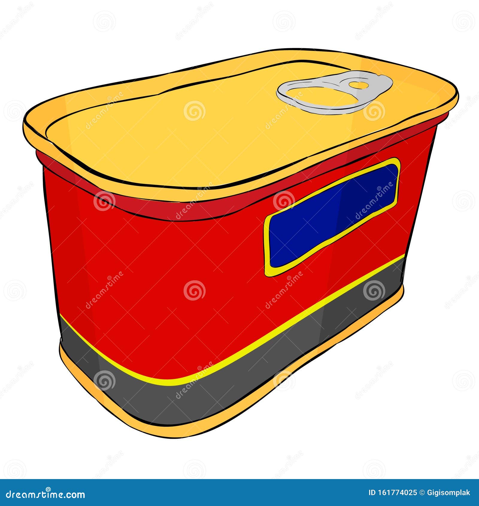 Simple Vector Top View Rectangle Can Red Yellow and Gray Hand Draw ...