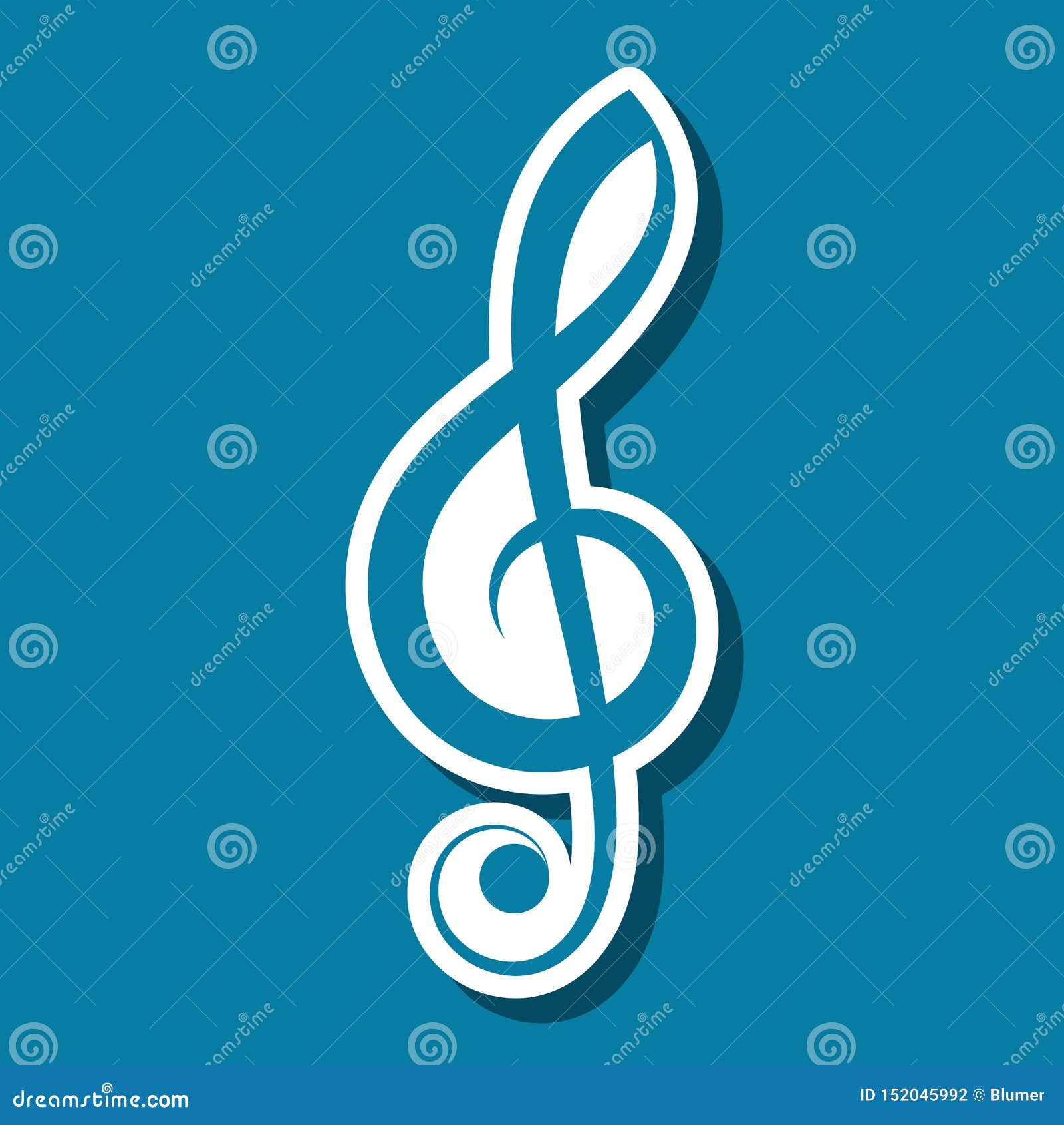 Simple Vector Treble Clef Label with Shadow Stock Vector - Illustration ...