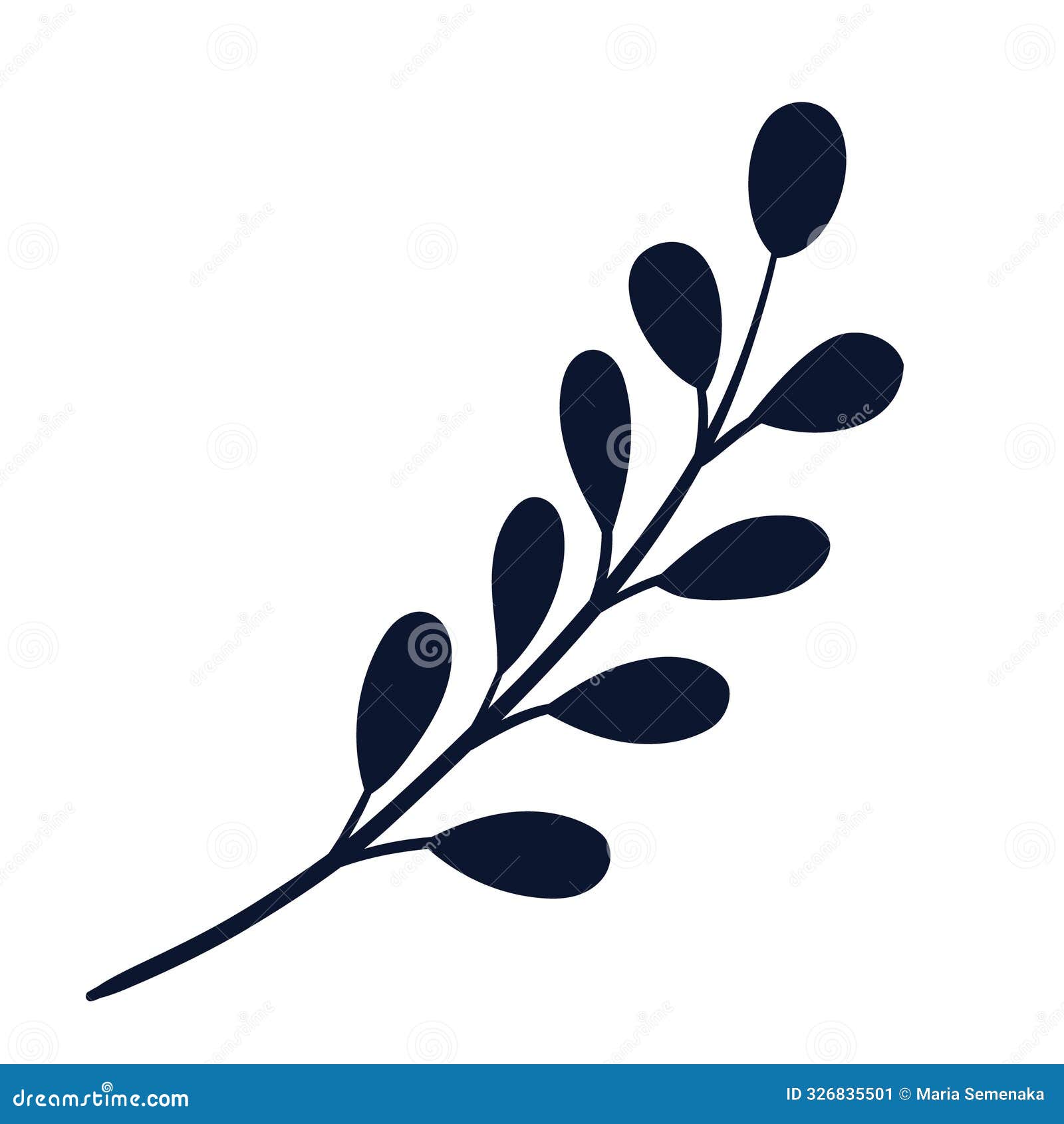 Simple Vector Twig with Leaves for Web Design, in Flat Vector Style ...