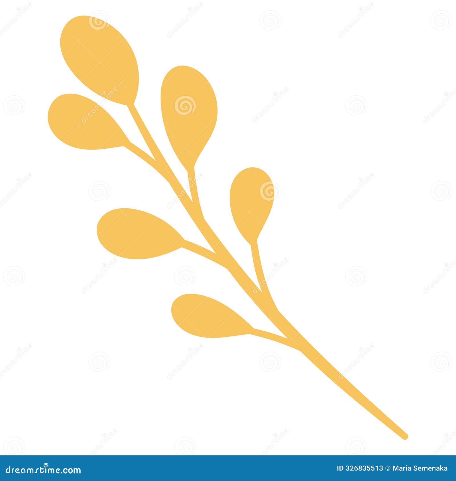 Simple Vector Twig with Leaves for Web Design, in Flat Vector Style ...