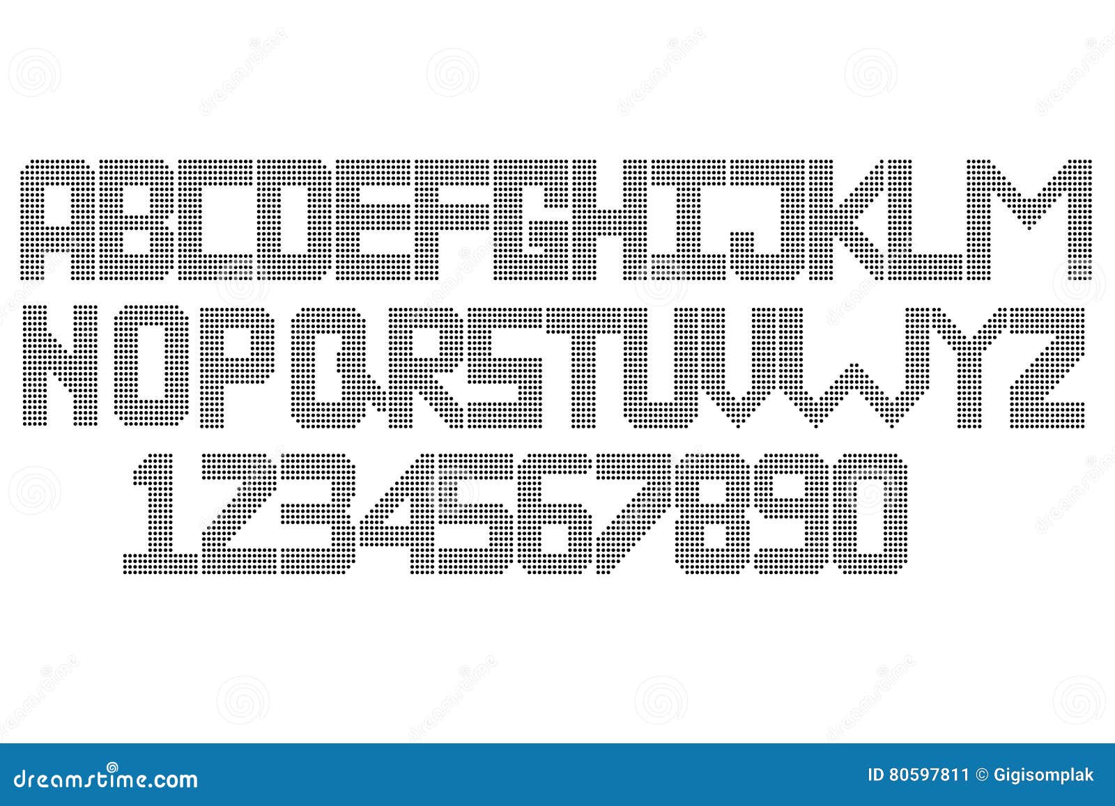 Simple Vector Uppercase Font LED Font Stock Vector - Illustration of ...