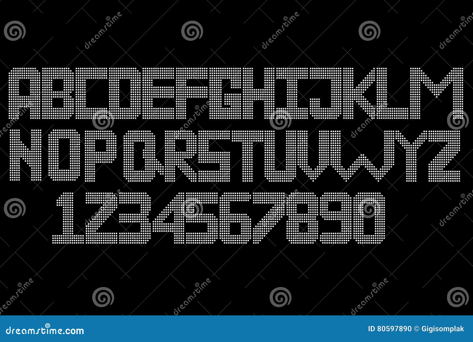 Simple Vector Uppercase Font LED Font Stock Vector - Illustration of ...