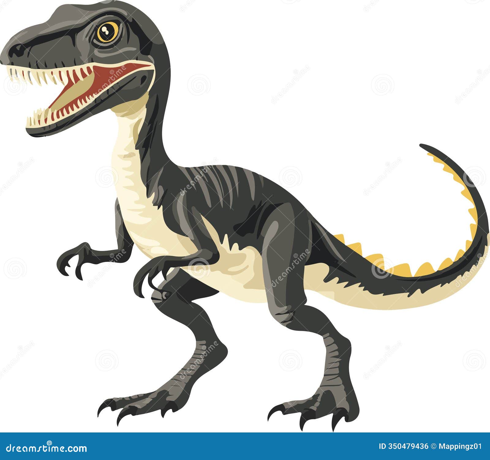 Vector Velociraptor Icon. Cute Dinosaur Illustration For Kids. Funny ...