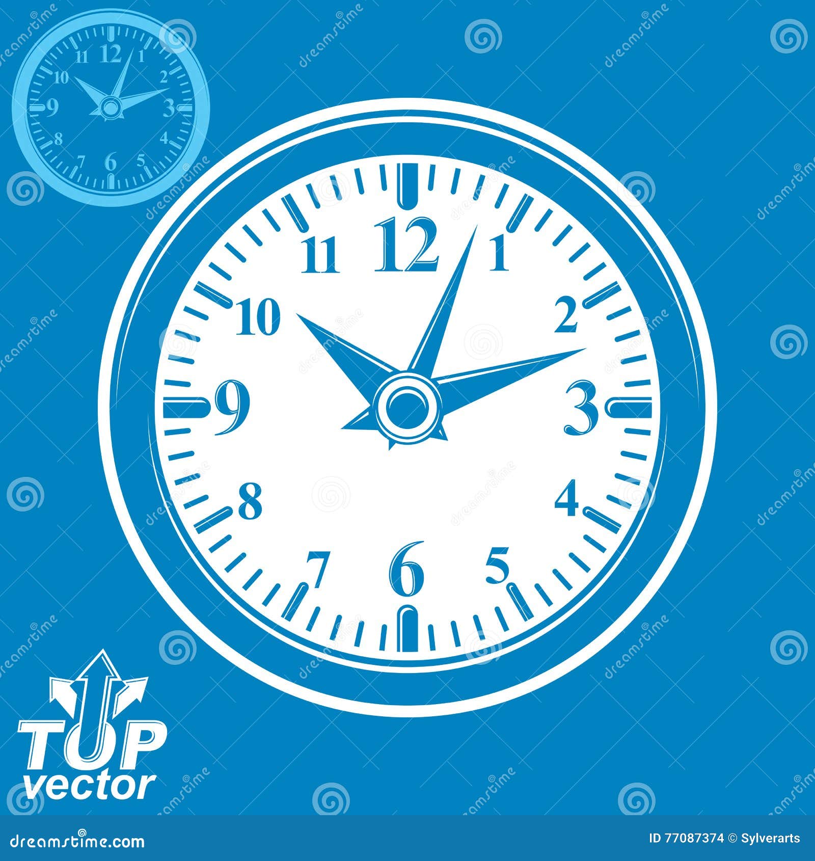 Simple Vector Wall Clock with Stylized White Clockwise, Invert V Stock ...