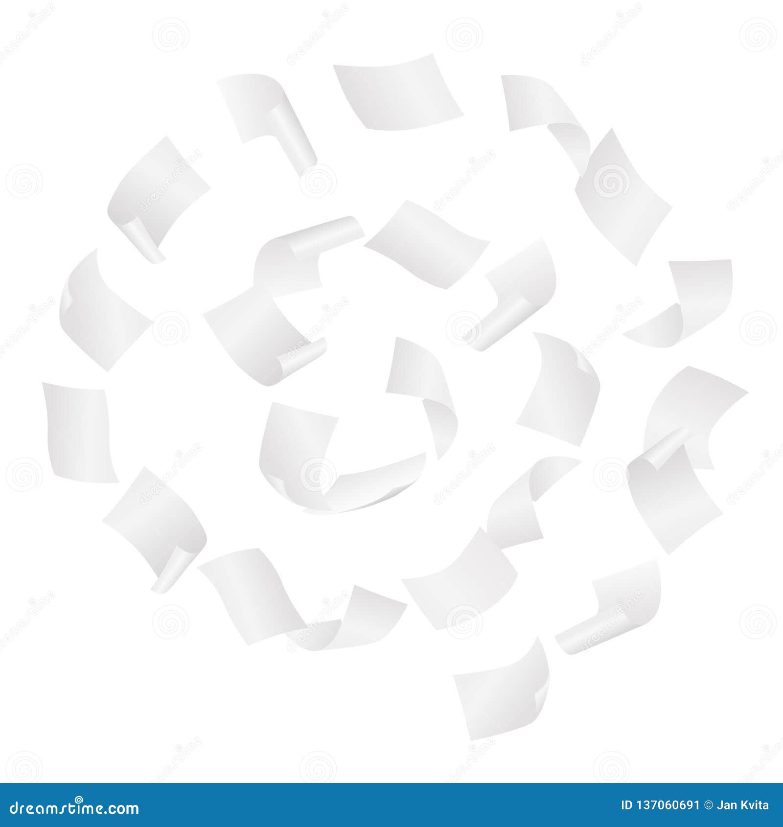Papers Flying. Clean Blank Paper Sheet Falling Down With Curved Corners ...