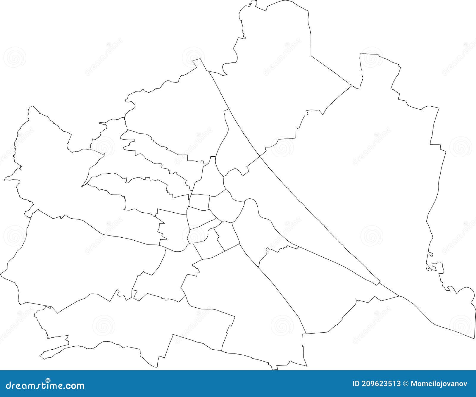 White Map of Districts of Vienna, Austria Stock Vector - Illustration ...