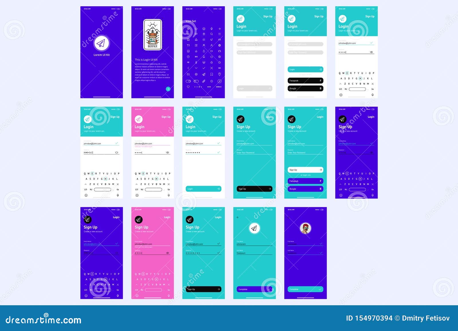 Simple Vector Wireframe Ui Kit for Login and Sign Up Stock Vector ...