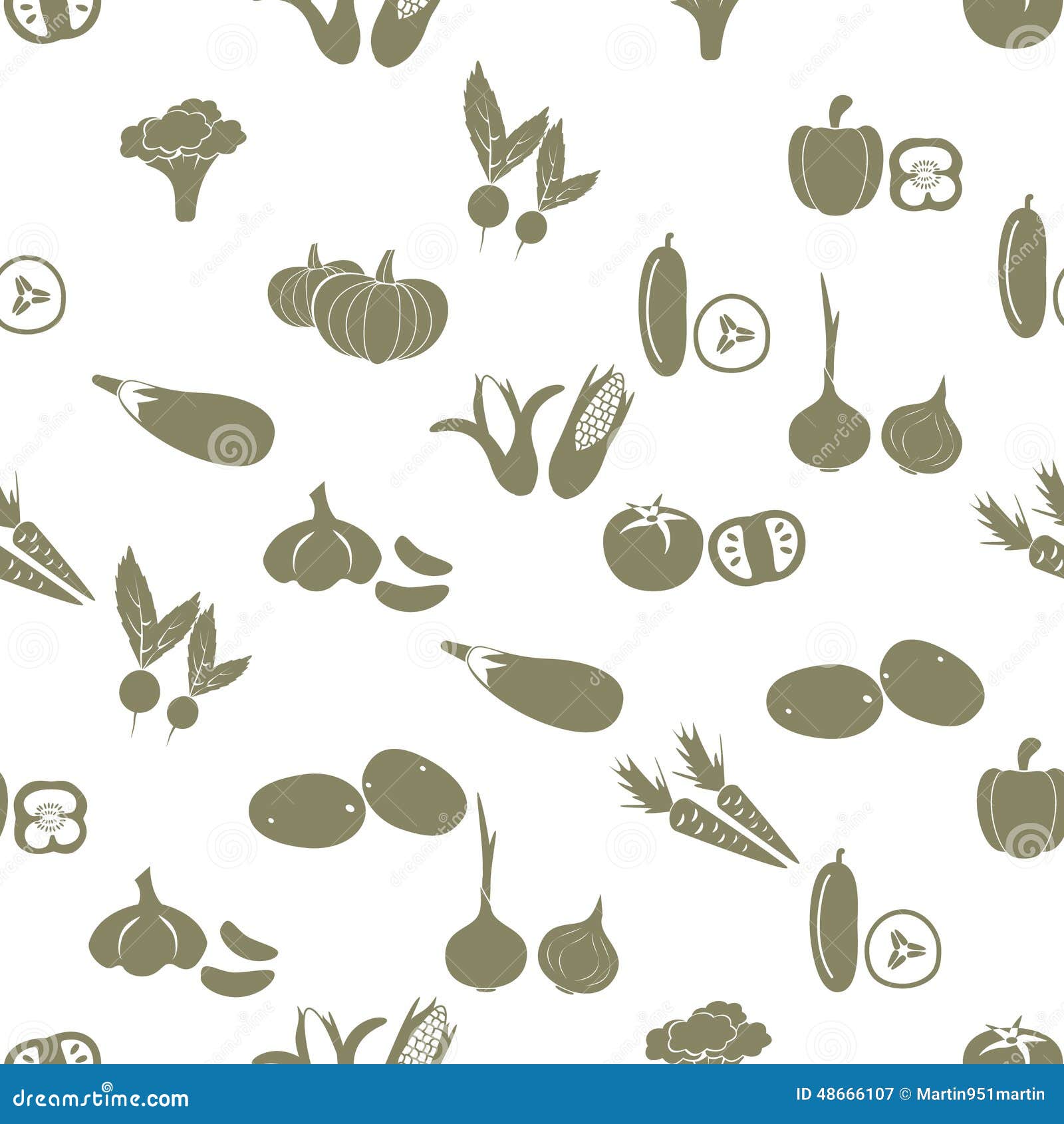 Simple Vegetables Icons Seamless White Pattern Stock Illustration ...