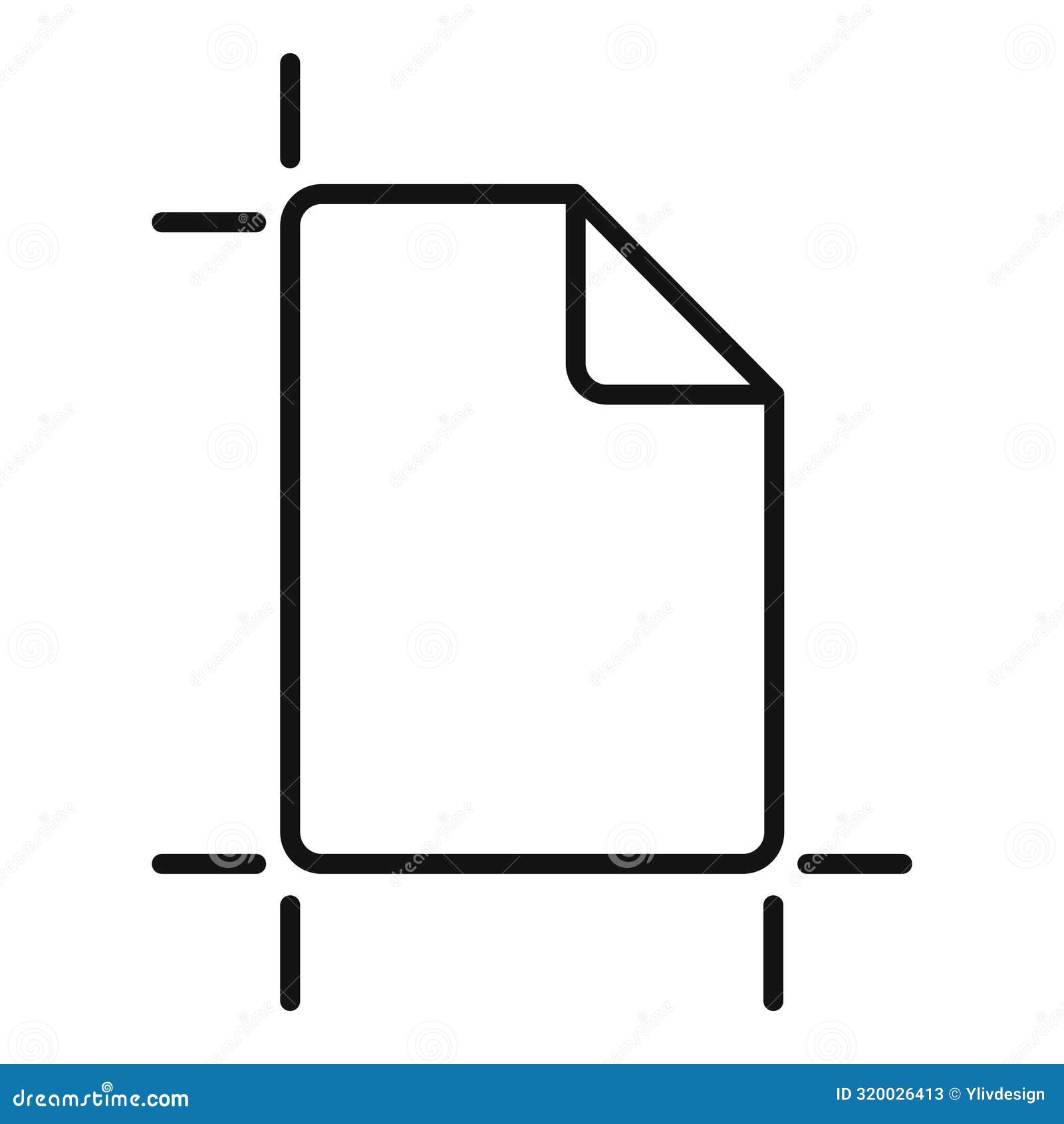 Simple Black and White Vector Illustration of a Paper Sheet Icon with ...