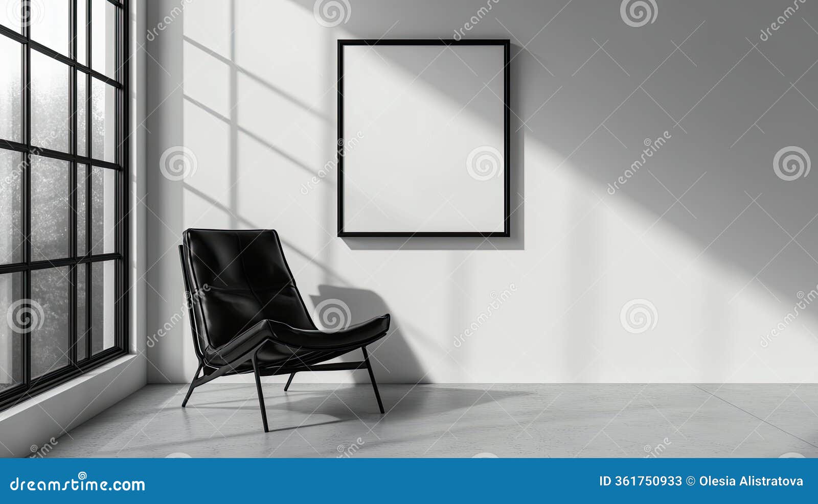 Simple Vertical Black Frame Mockup on White Wall, Front View Stock ...