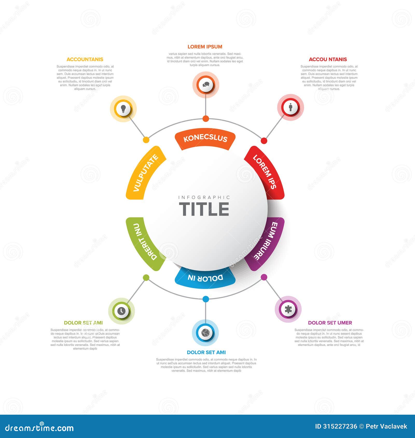 Simple Vertical Colorful Circular Infographic Design Template with Six ...