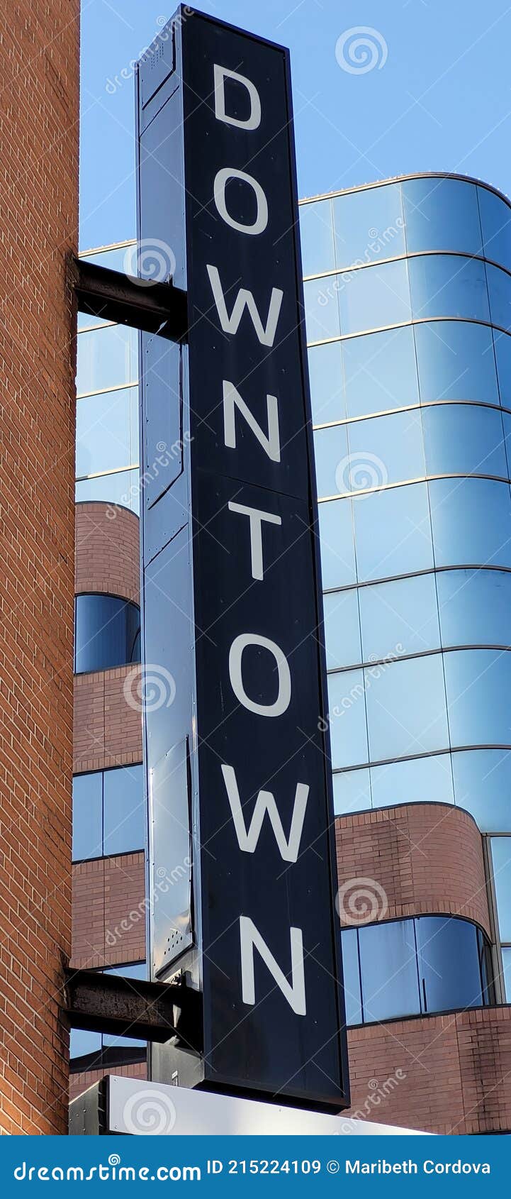Simple Vertical Downtown Sign On Building Editorial Photo ...
