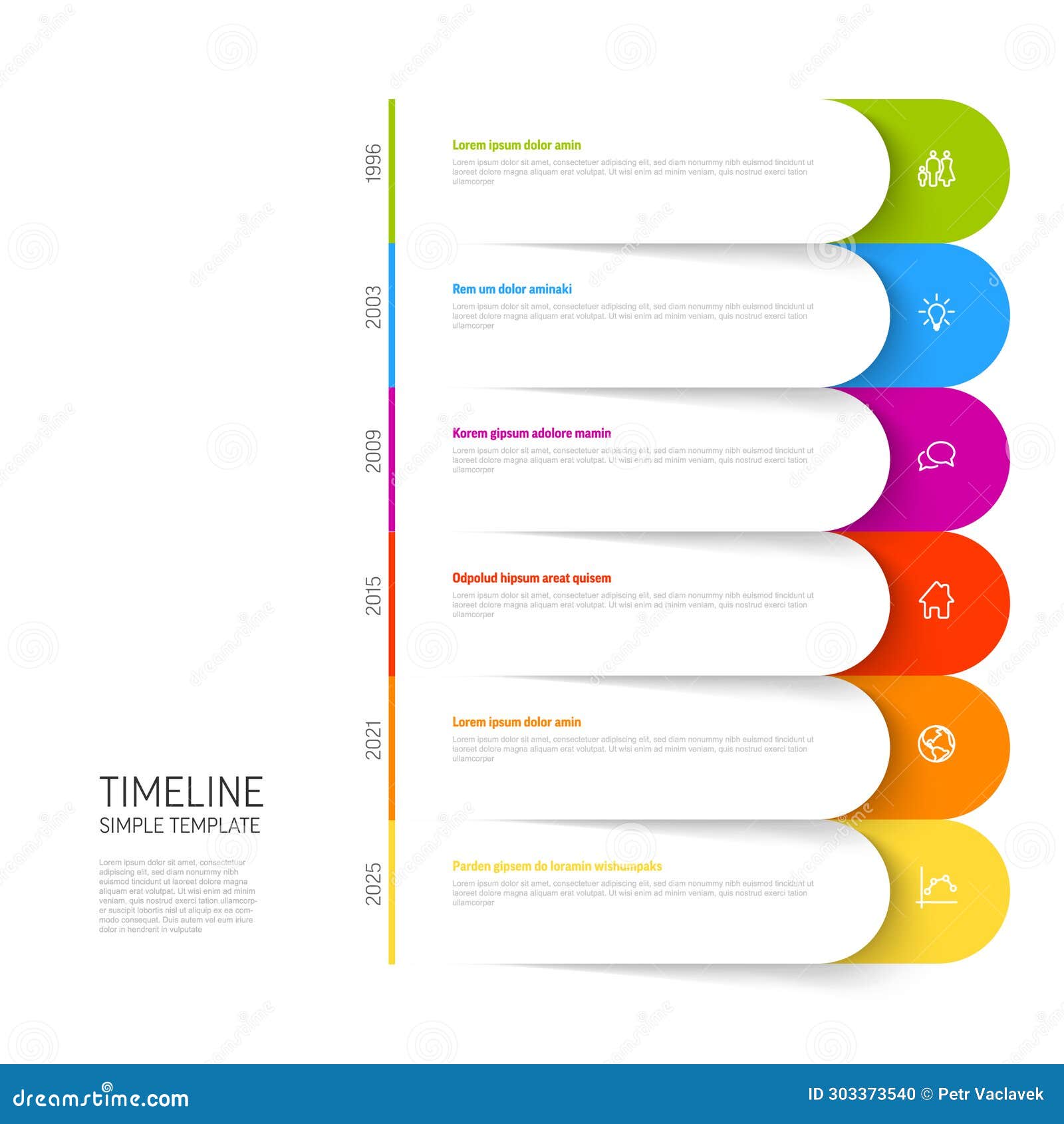 Simple Vertical Infographic Timeline Template Made from White Rounded ...
